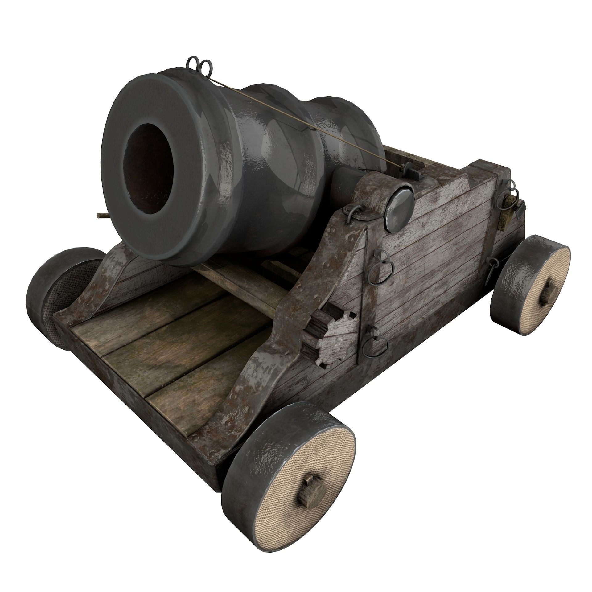 3D model 15th Century Mortar Cannon Rusty Low Poly VR / AR / low-poly ...