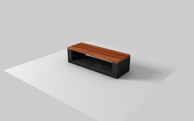 3D model Bench LowPoly with wooden top VR / AR / low-poly | CGTrader