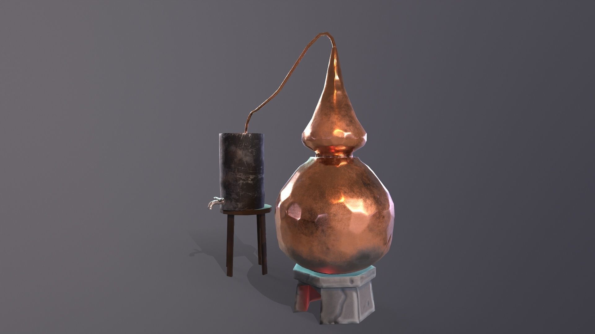 3D model Lowpoly stylized PBR alchemy magic alembic distillation vessel ...