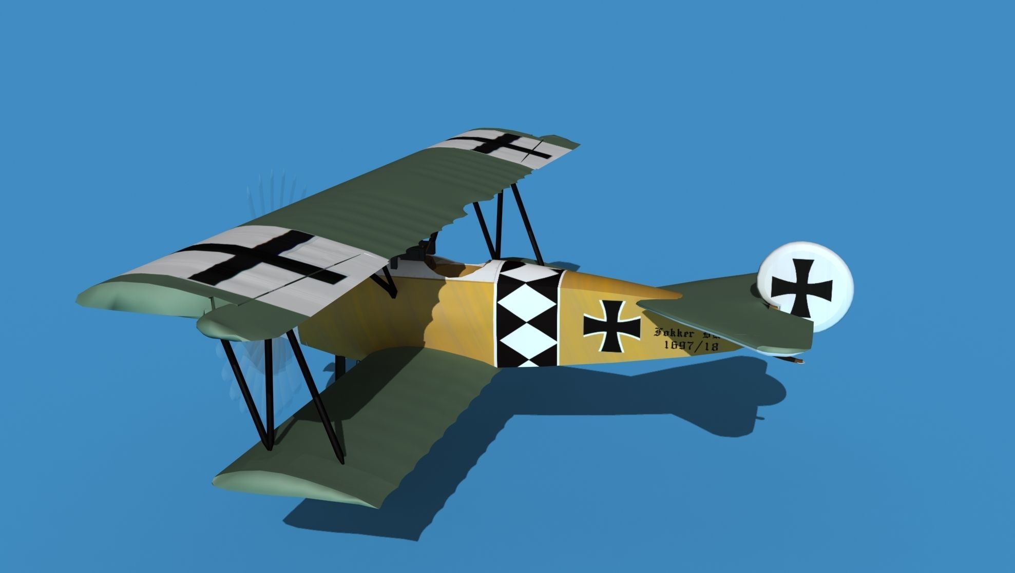 Fokker D-VI V16 3D model animated rigged | CGTrader