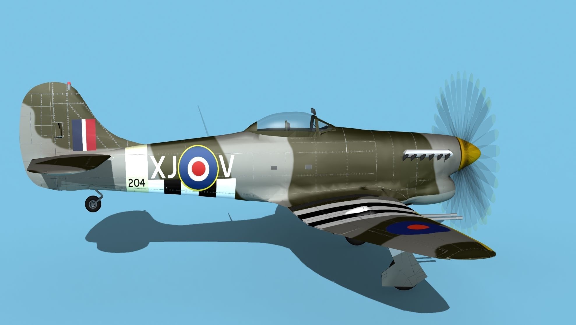 Hawker Hawker Tempest MK1 V06 3D model animated rigged | CGTrader