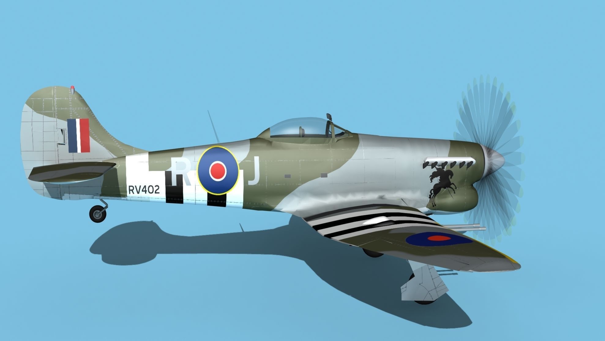 Hawker Hawker Tempest MK1 V15 3D model animated rigged | CGTrader