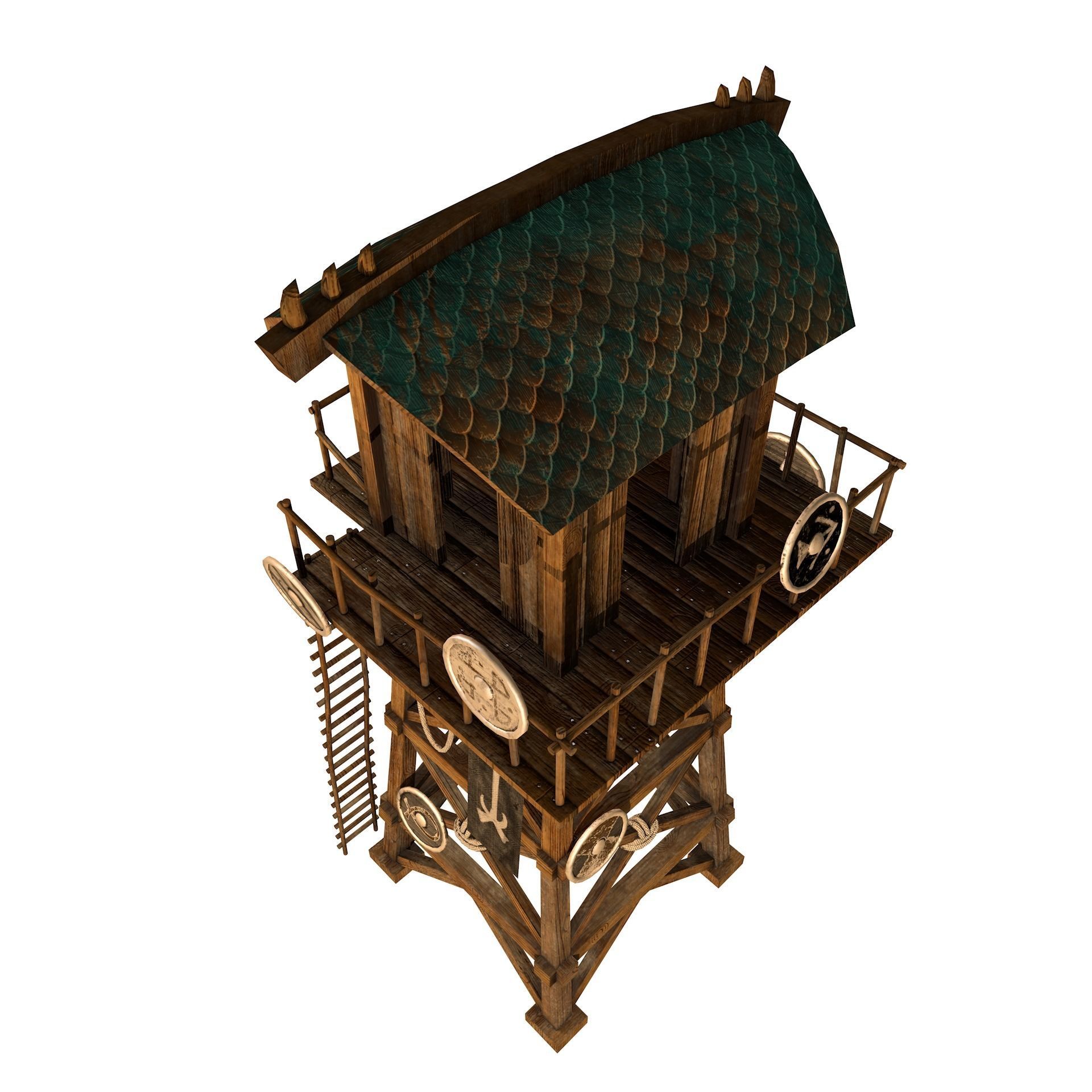 3D model Wooden Viking Watch Tower Game Ready VR / AR / low-poly | CGTrader