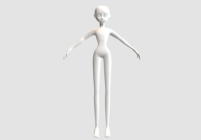 female cartoon body 3D model | CGTrader