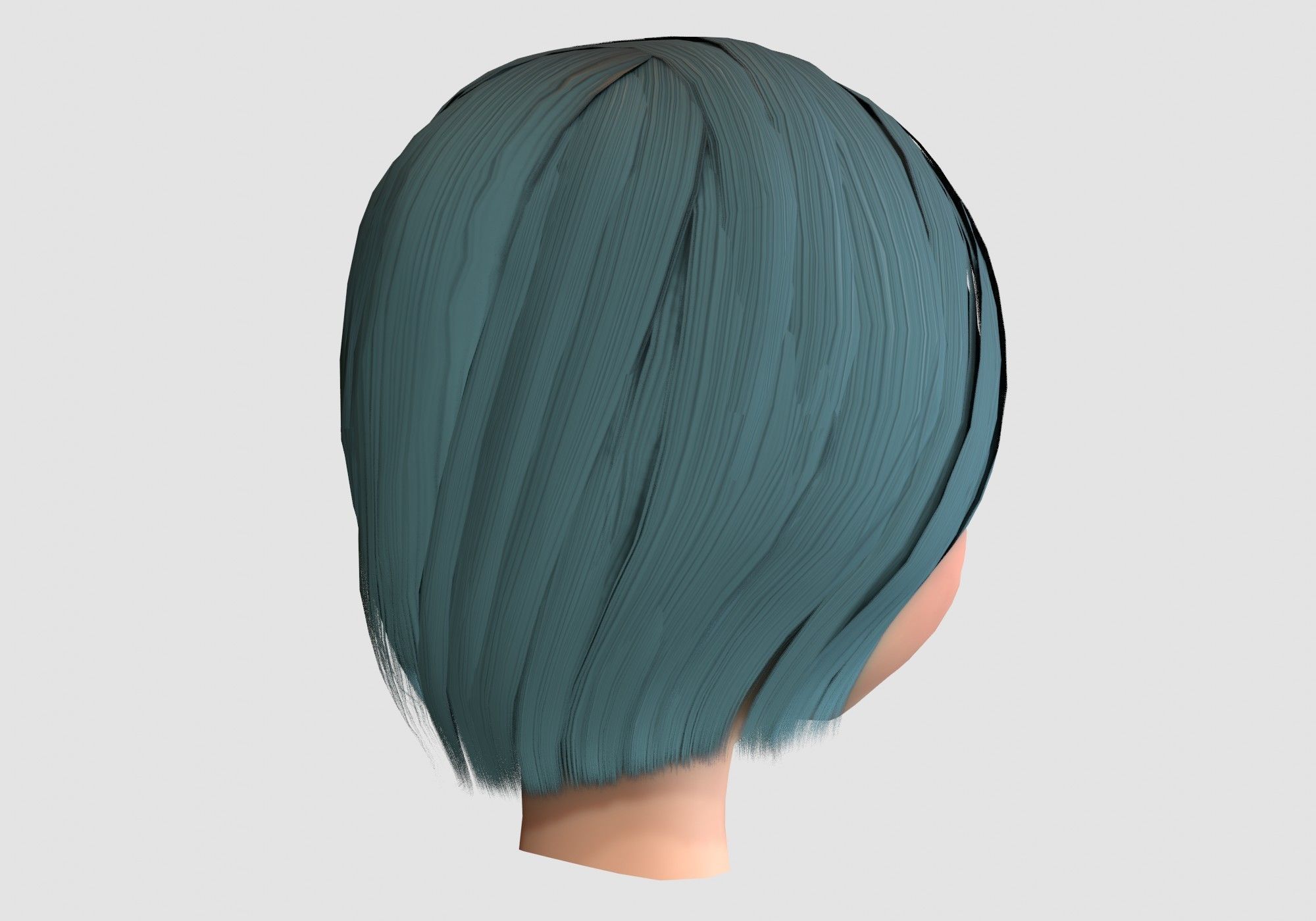 blue hair with head 3D model | CGTrader