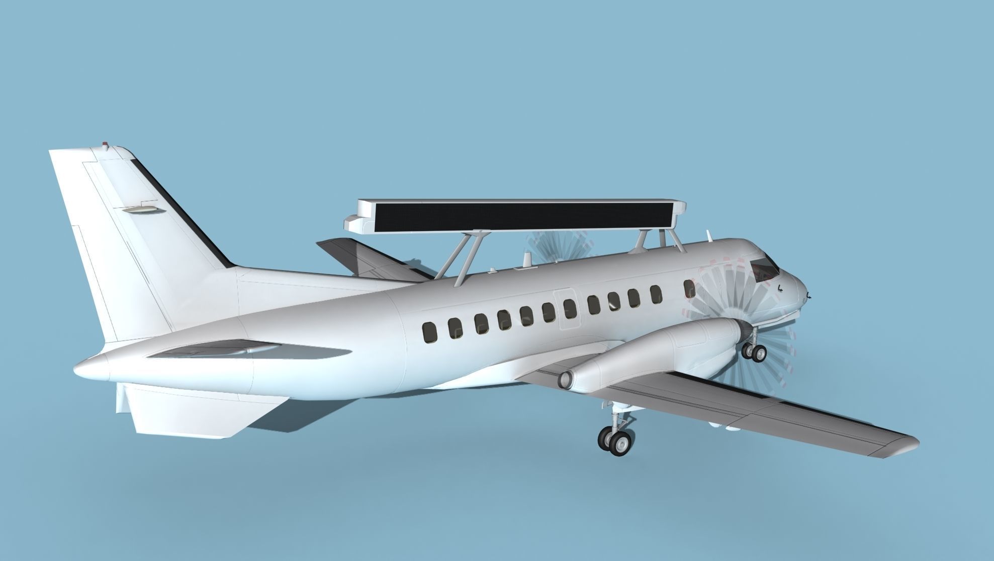 SAAB SF340 AEWAC 3D model animated rigged | CGTrader