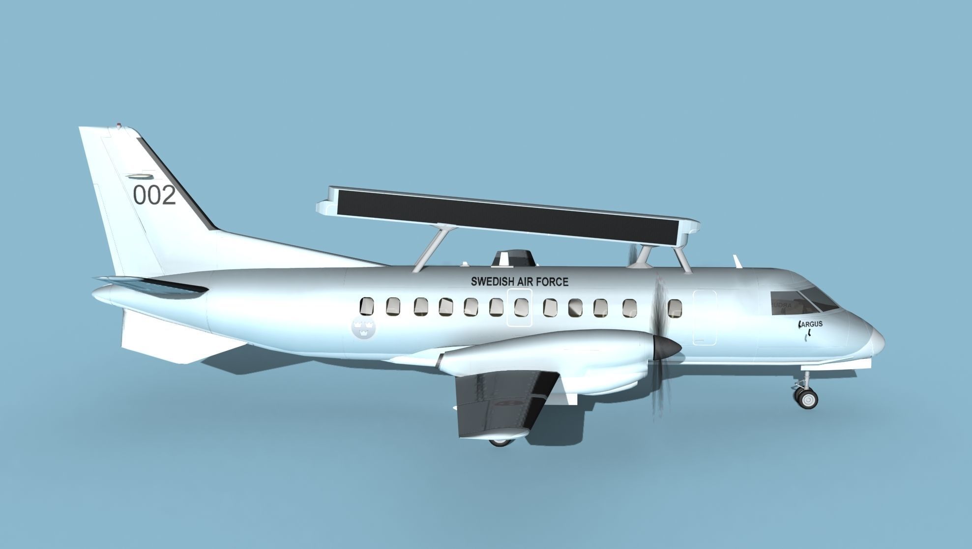 SAAB SF340 AEWAC V02 Sweeden 3D model animated rigged | CGTrader