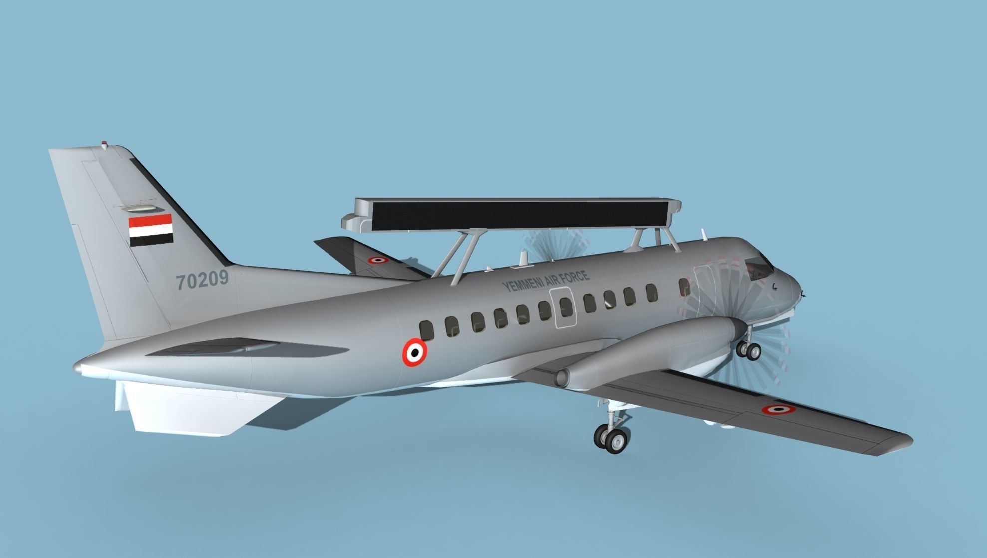 SAAB SF340 AEWAC V06 Yemen 3D model animated rigged | CGTrader