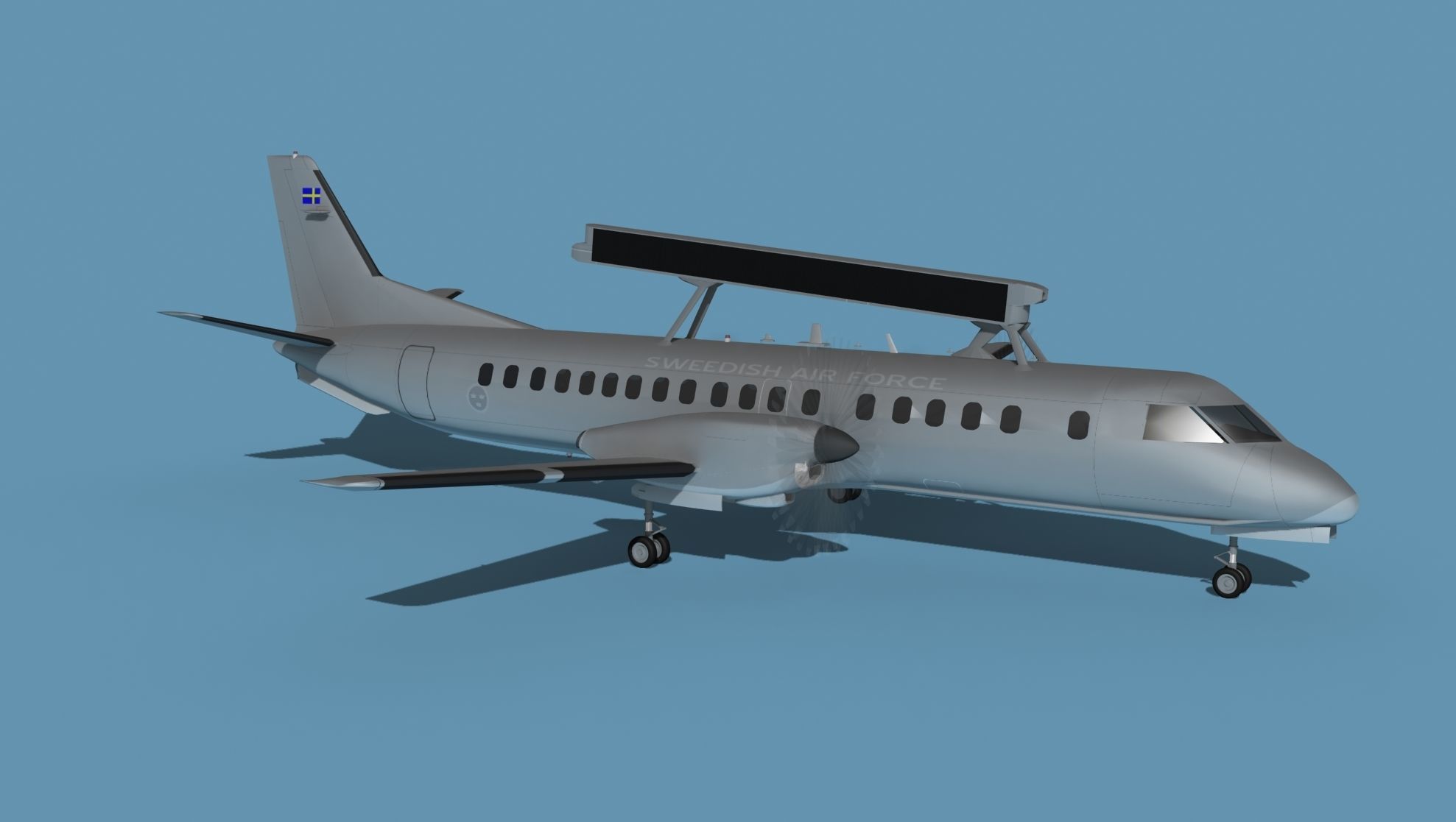 SAAB SF2000 AEWAC V01 Sweeden 3D model animated rigged | CGTrader