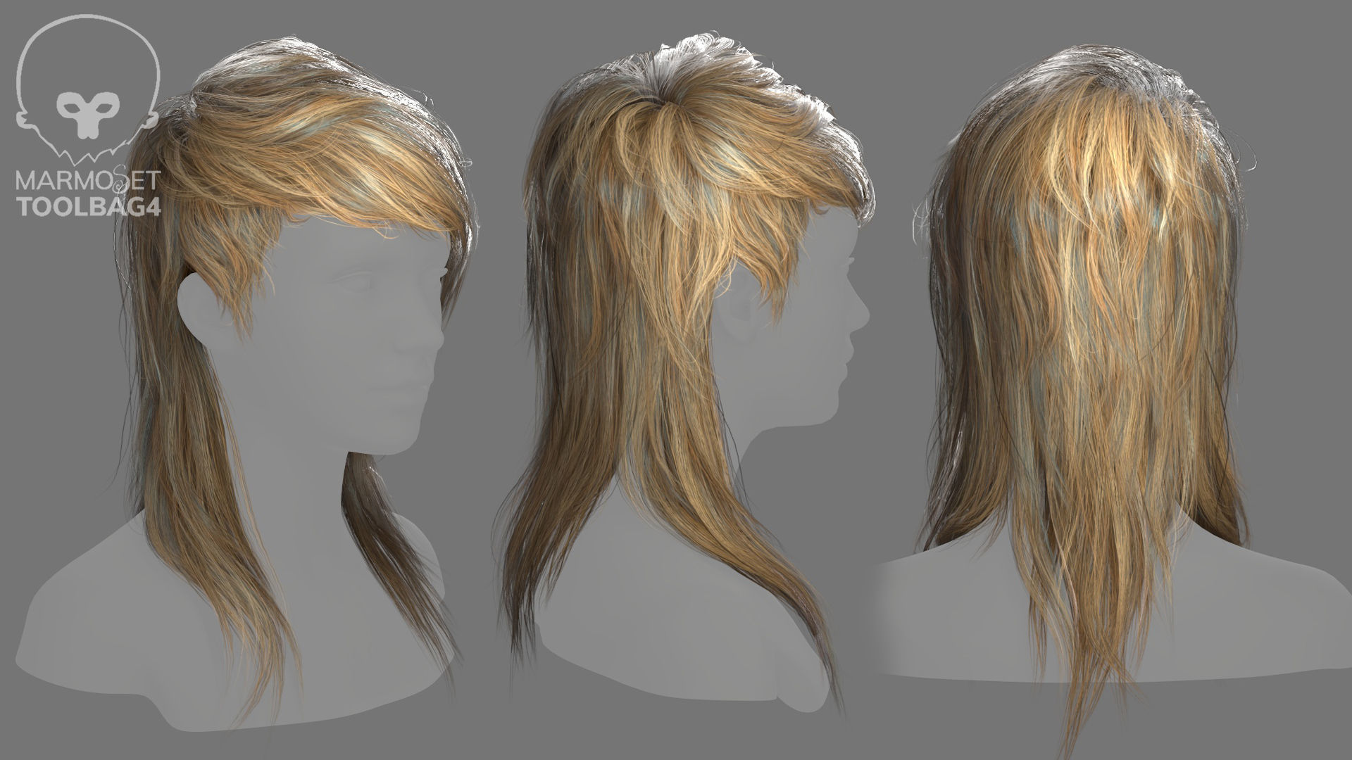 3D model Low Poly Cards Game-ready Hairstyle Mullet VR / AR / low-poly ...