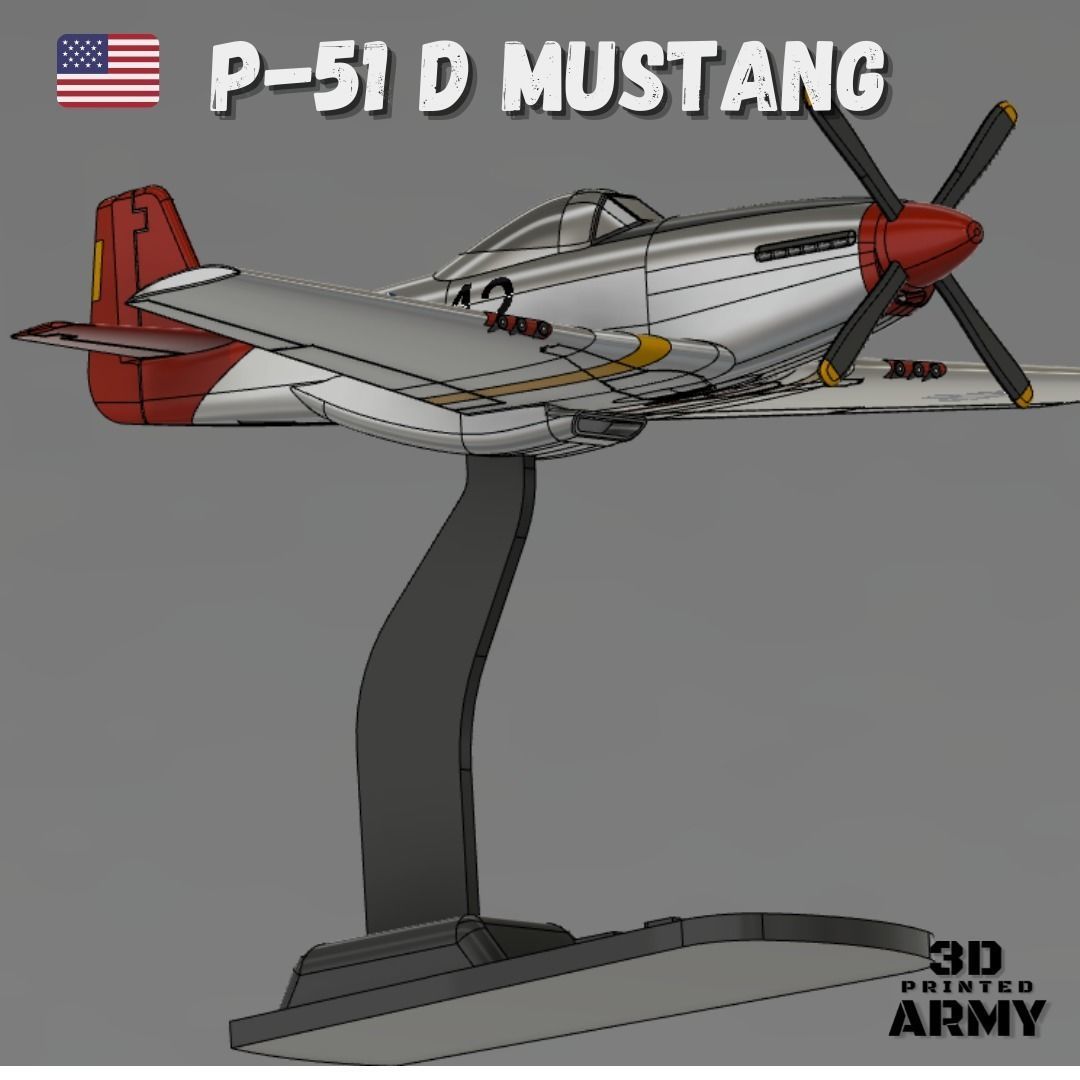North American P-51 D Mustang - STL files - 3D printing 3D model 3D ...