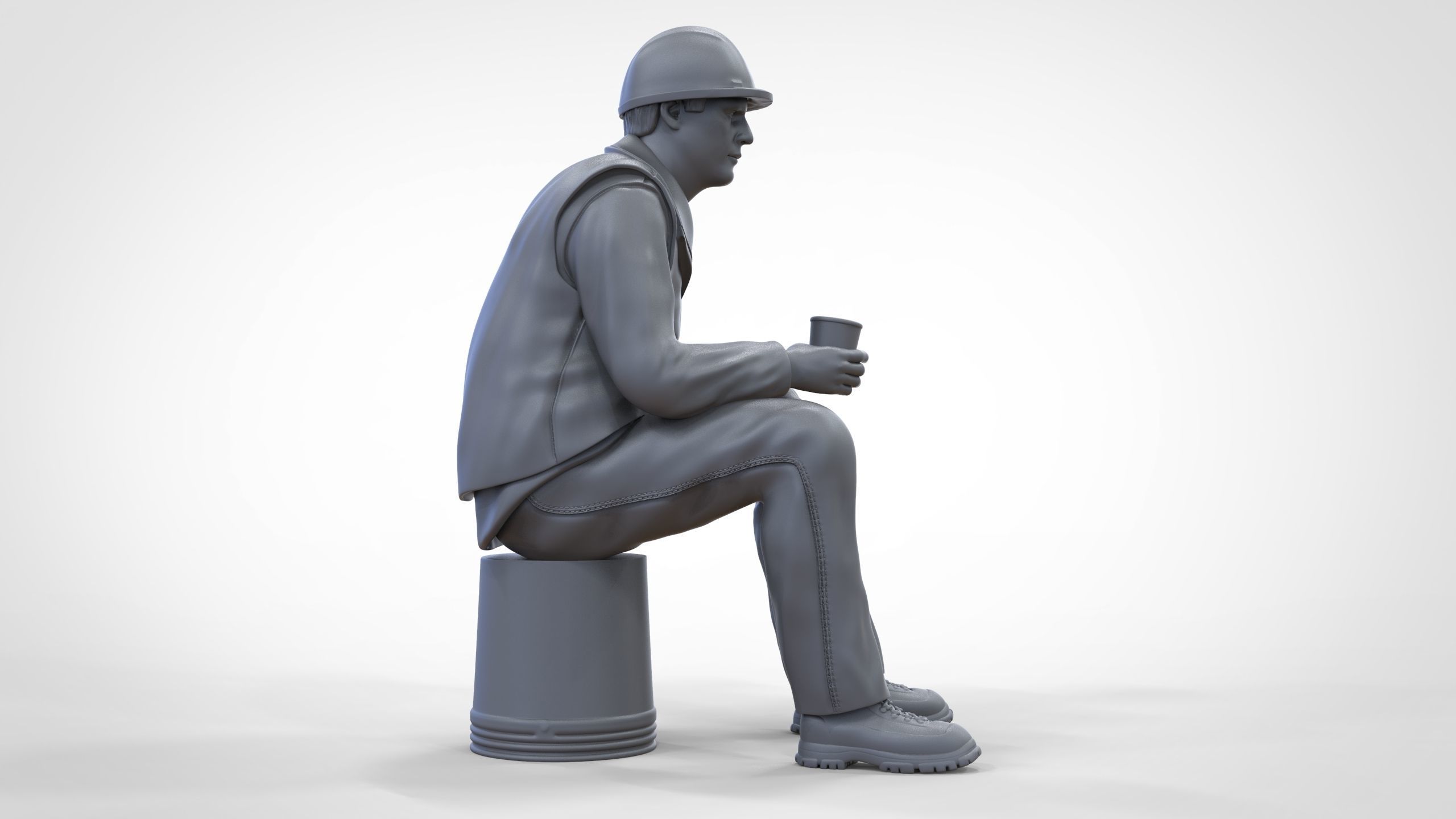 N7 Sitting Construction worker 3D model 3D printable | CGTrader