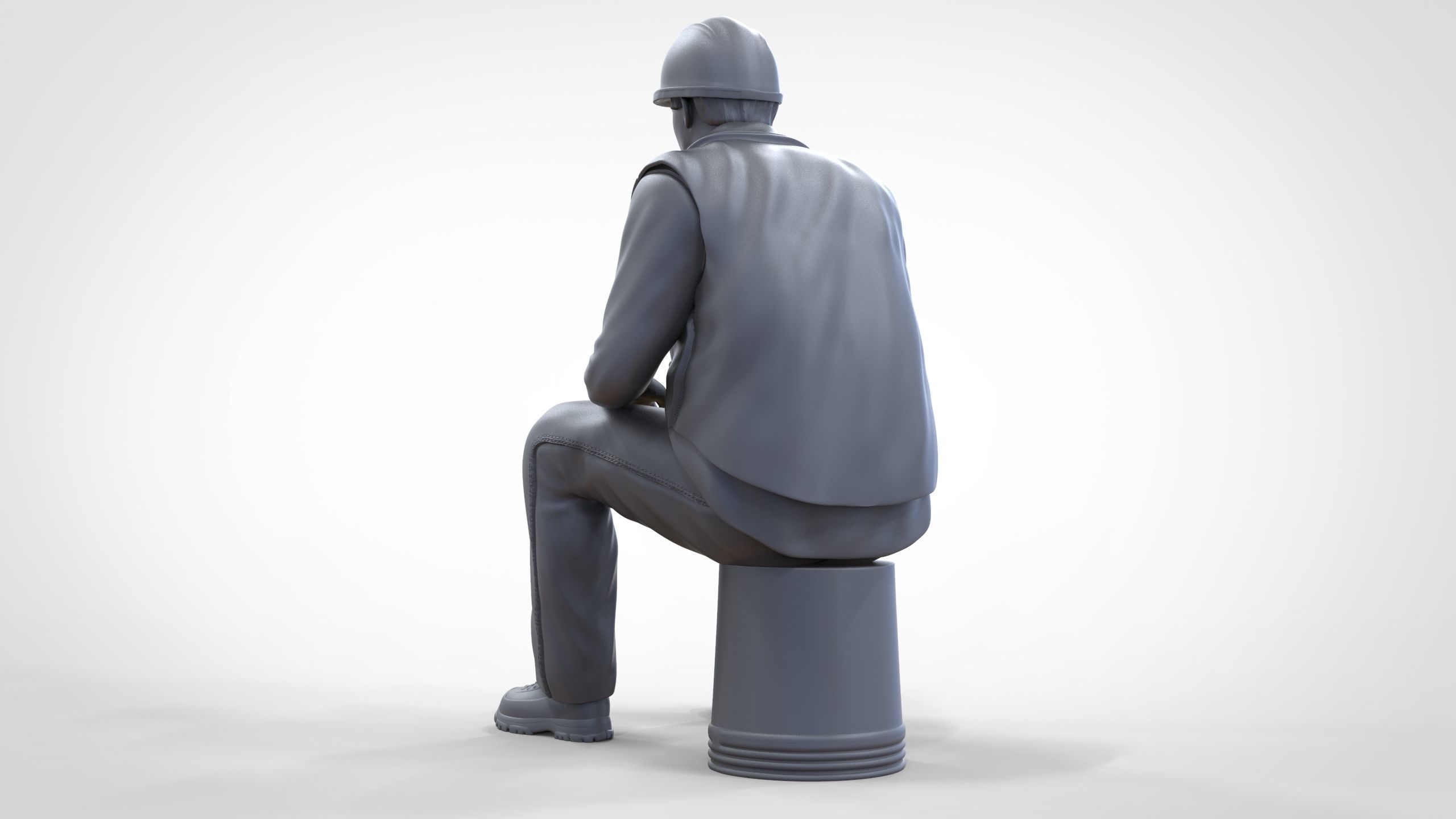 N7 Sitting Construction worker 3D model 3D printable | CGTrader