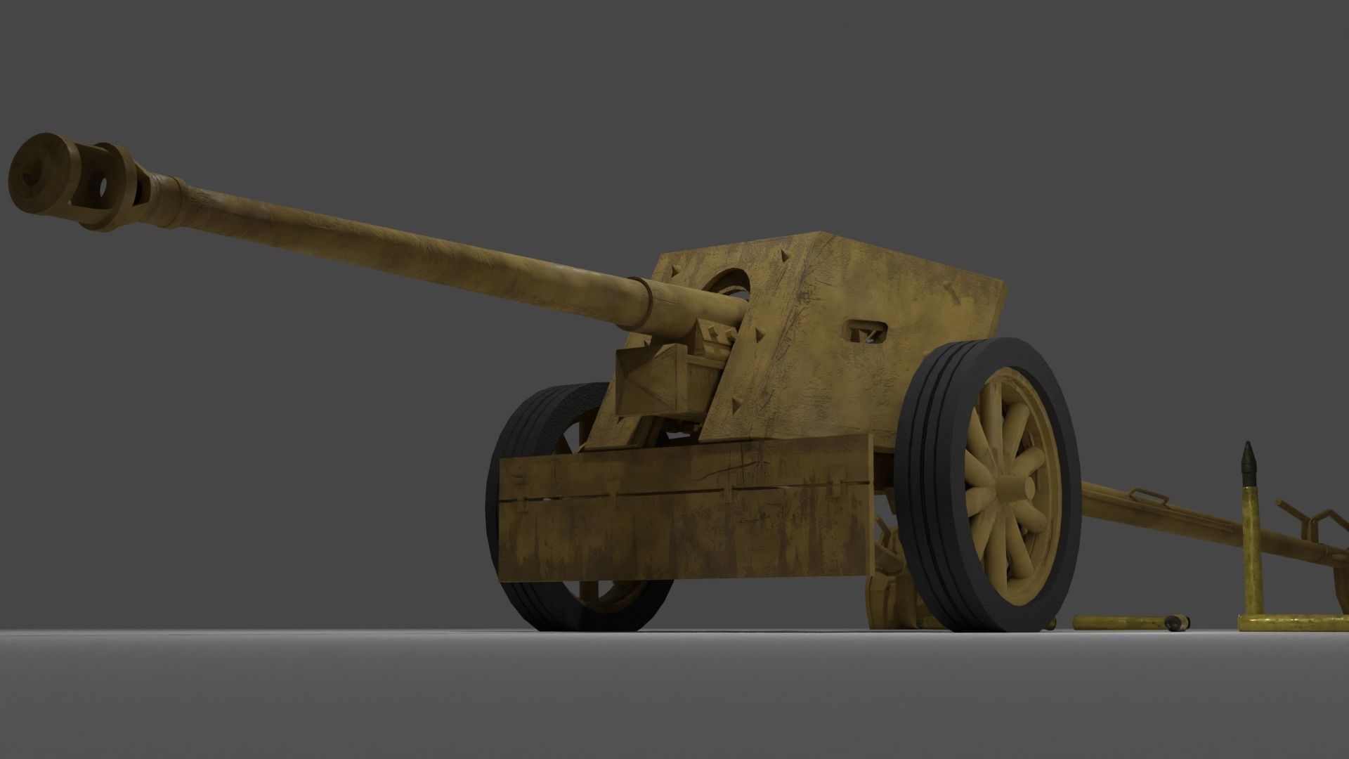 Pak 40 German anti tank gun WW2 Recoil Animation free 3D model animated ...