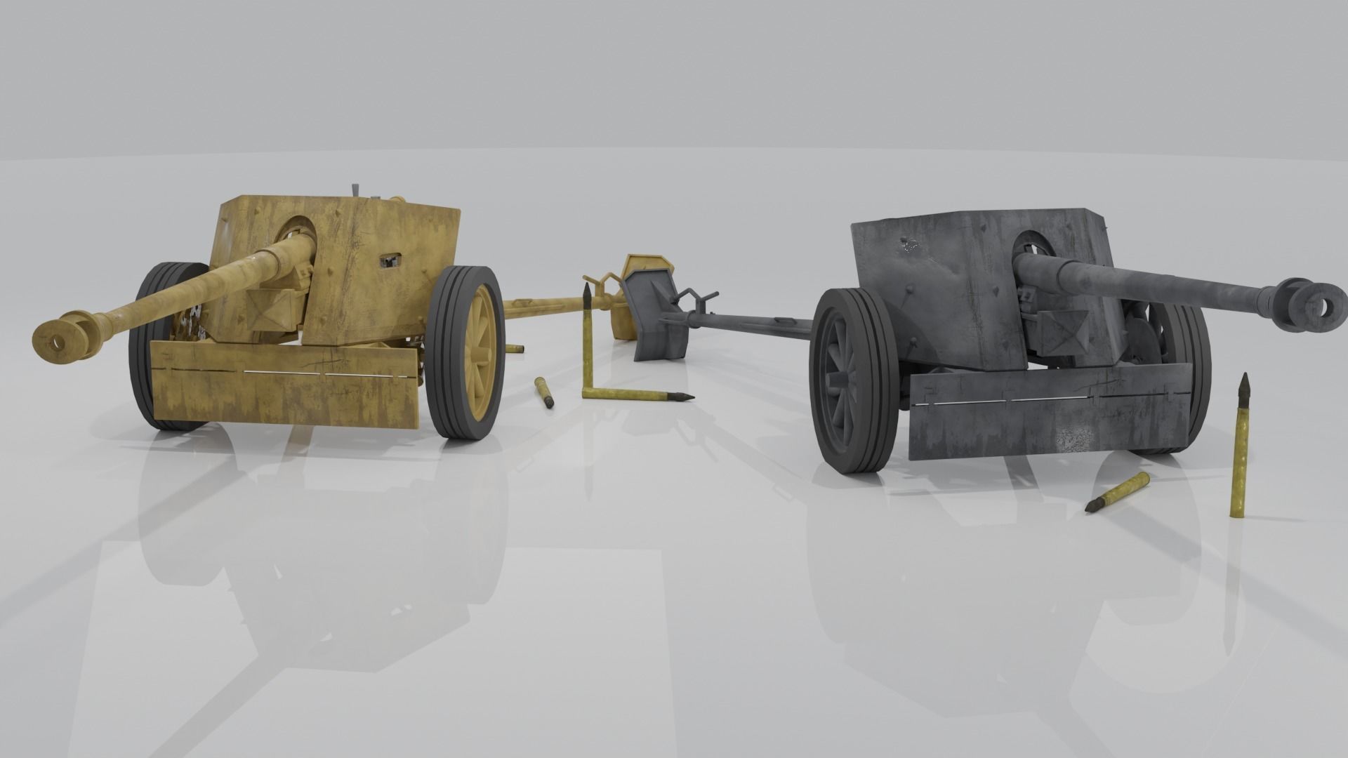 Pak 40 German anti tank gun WW2 Recoil Animation free 3D model animated ...