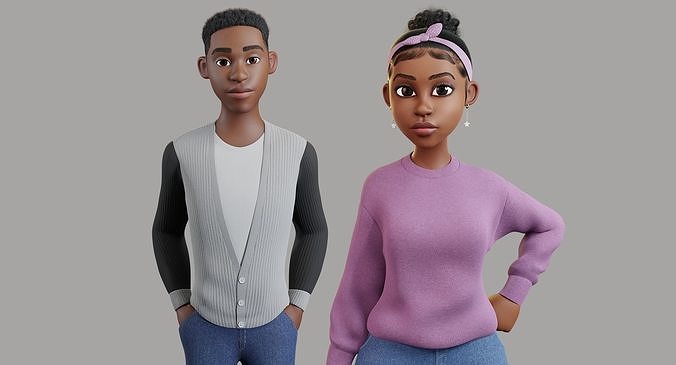 African characters Rigged 3D Model Collection | CGTrader