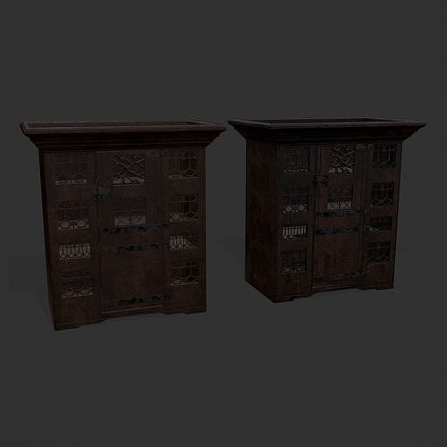 3D model Rustic Medieval Wooden Armoire VR / AR / low-poly | CGTrader