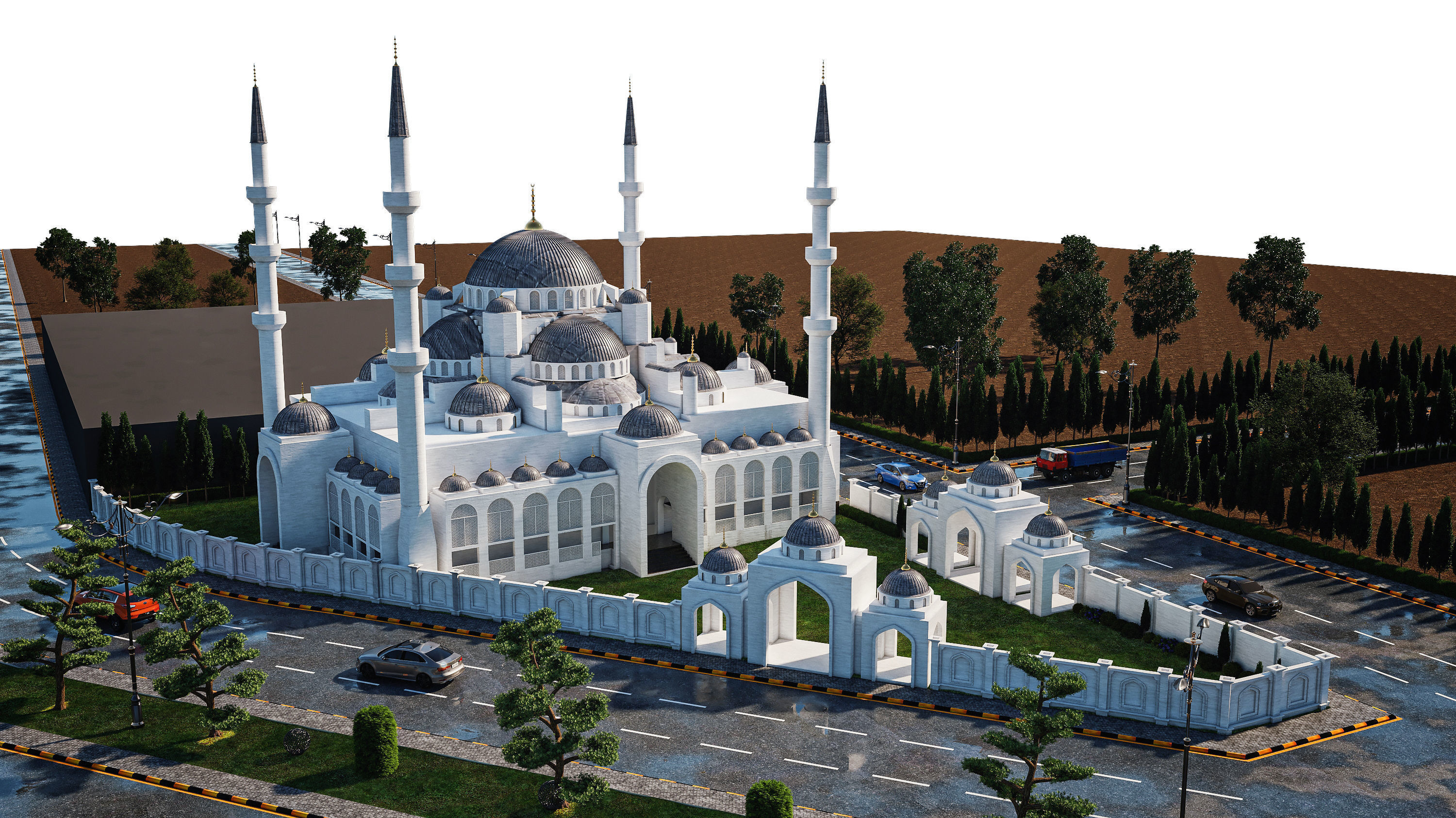Mosque With Autocad Working Drawings 3D model | CGTrader