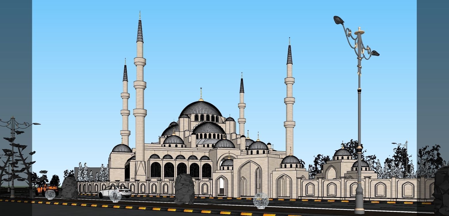 Mosque With Autocad Working Drawings 3D model | CGTrader