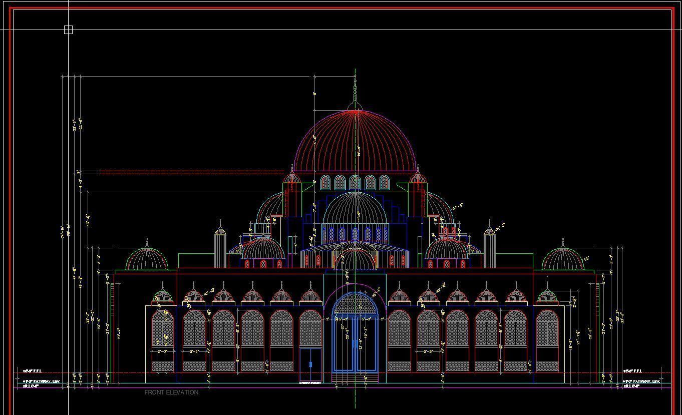 Mosque With Autocad Working Drawings 3D model | CGTrader