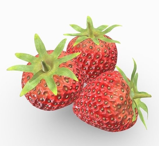Strawberries three free 3D model | CGTrader