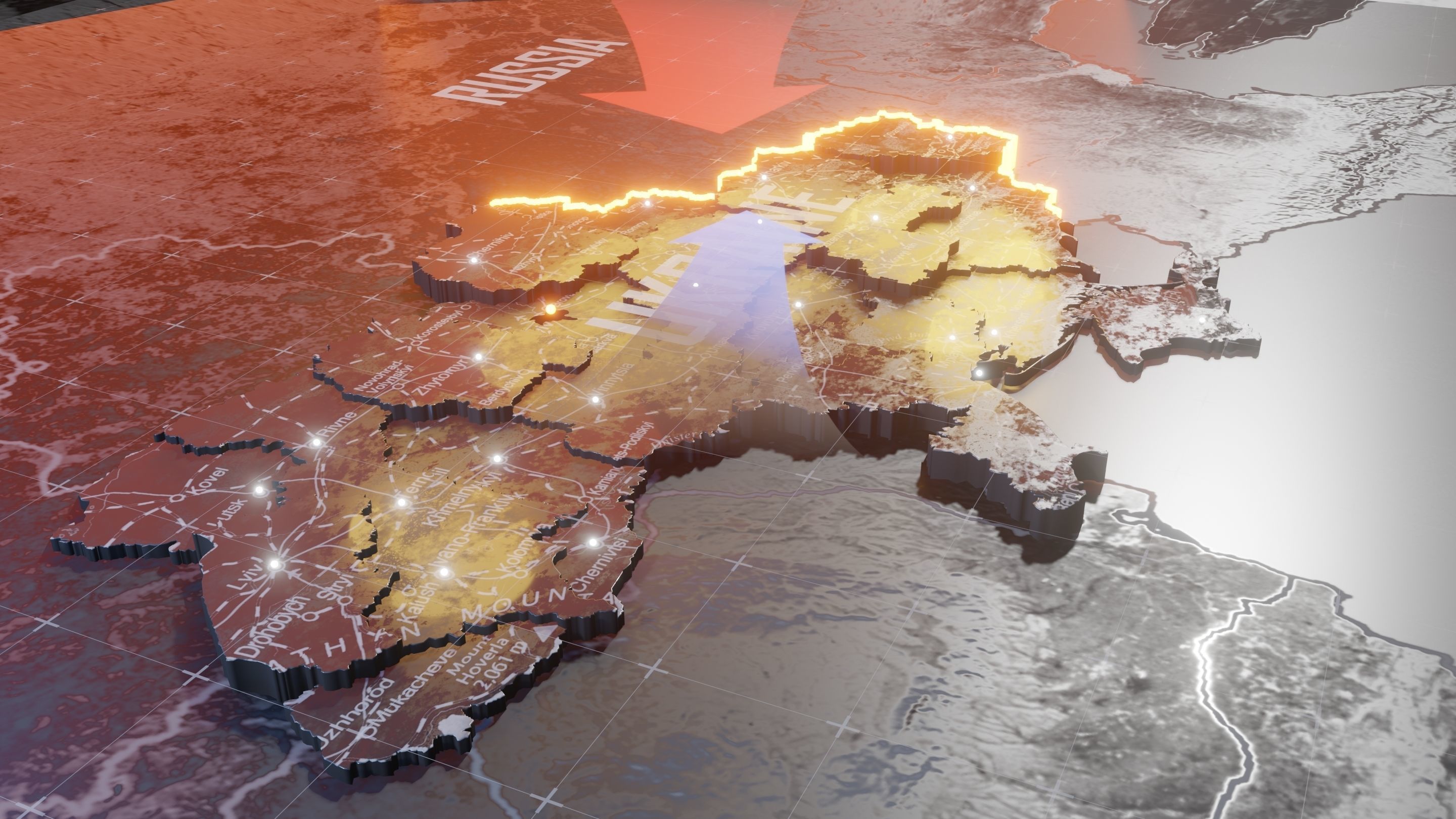 3D model Ukraine detailed Map with Animated VR / AR / low-poly | CGTrader