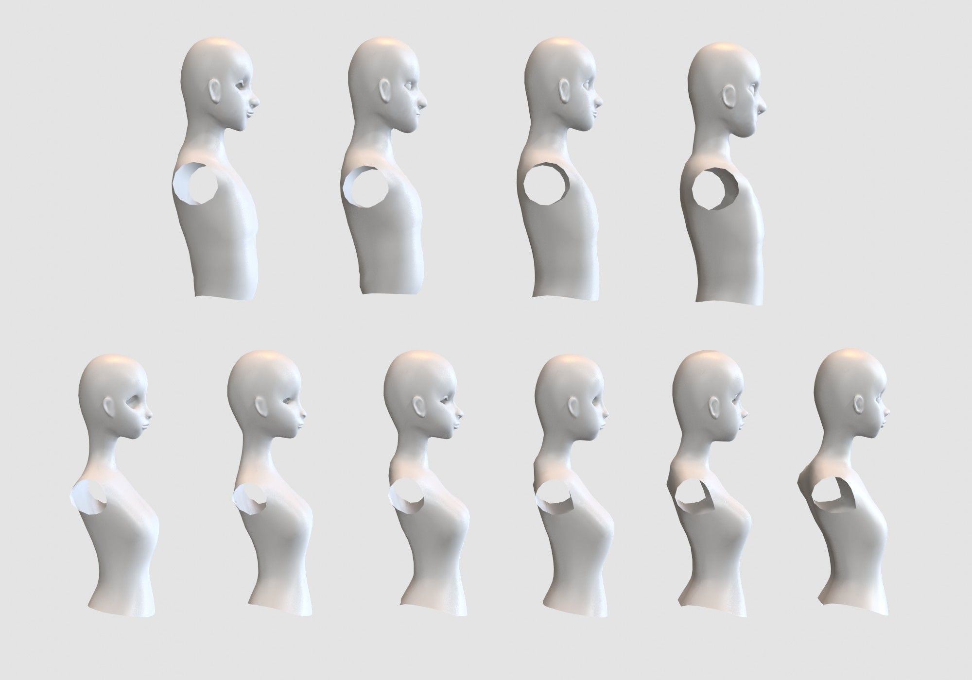 female and male upper body 3D model | CGTrader