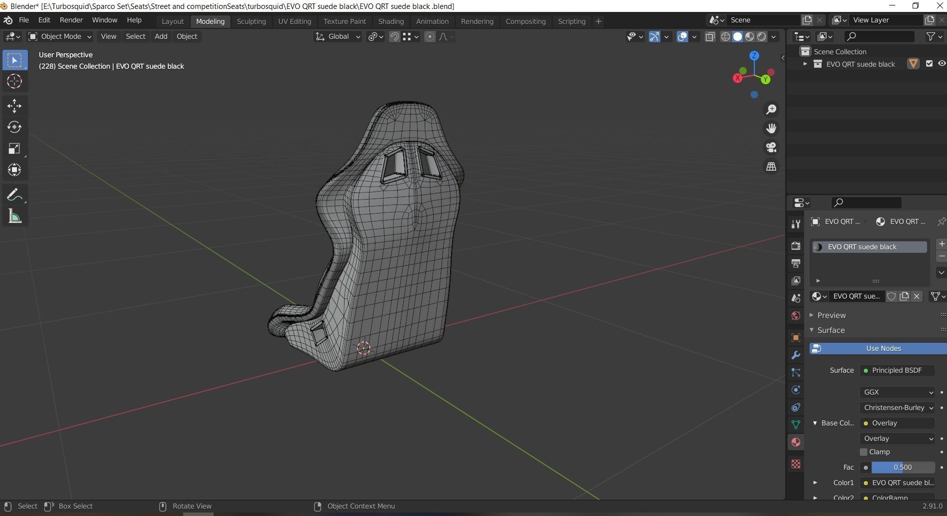 Racing Seat Sparco EVO QRT Suede Black 3D model | CGTrader
