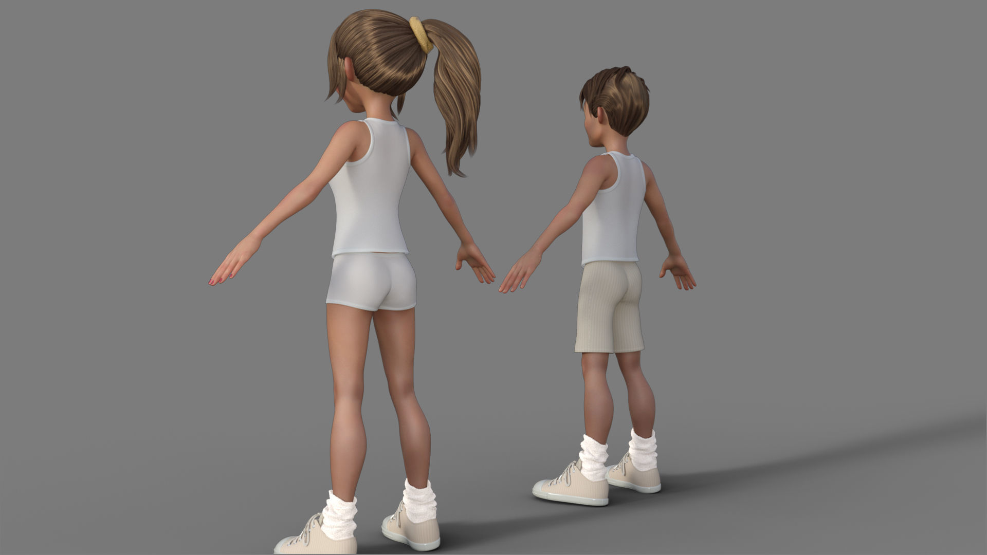 Cute Girl and Boy 3D Cartoon Model 3D model | CGTrader
