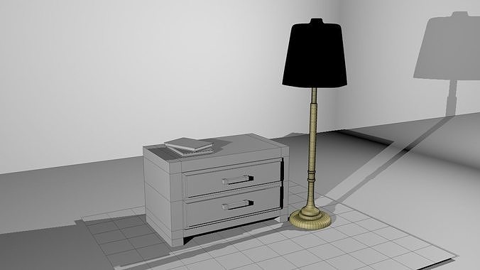Table lamp with table and books 3D model | CGTrader
