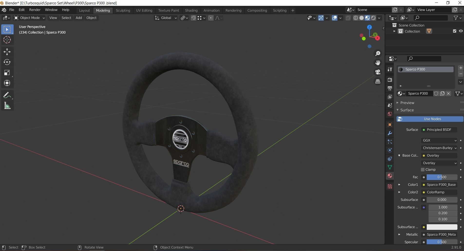 Steering Wheel Sparco P300 3D model | CGTrader