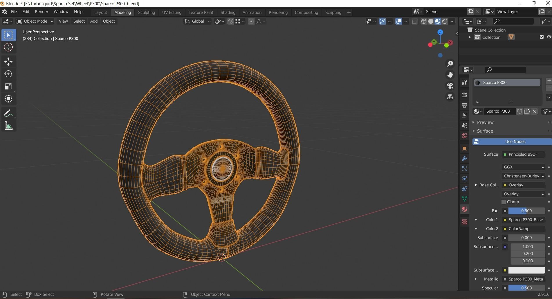Steering Wheel Sparco P300 3D model | CGTrader
