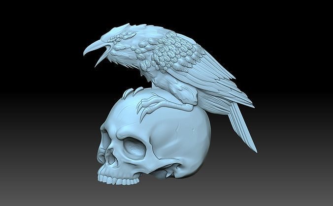 The raven and the skull 3D model 3D printable | CGTrader