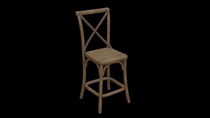 High wood cross back Chair for interiors 3D model | CGTrader