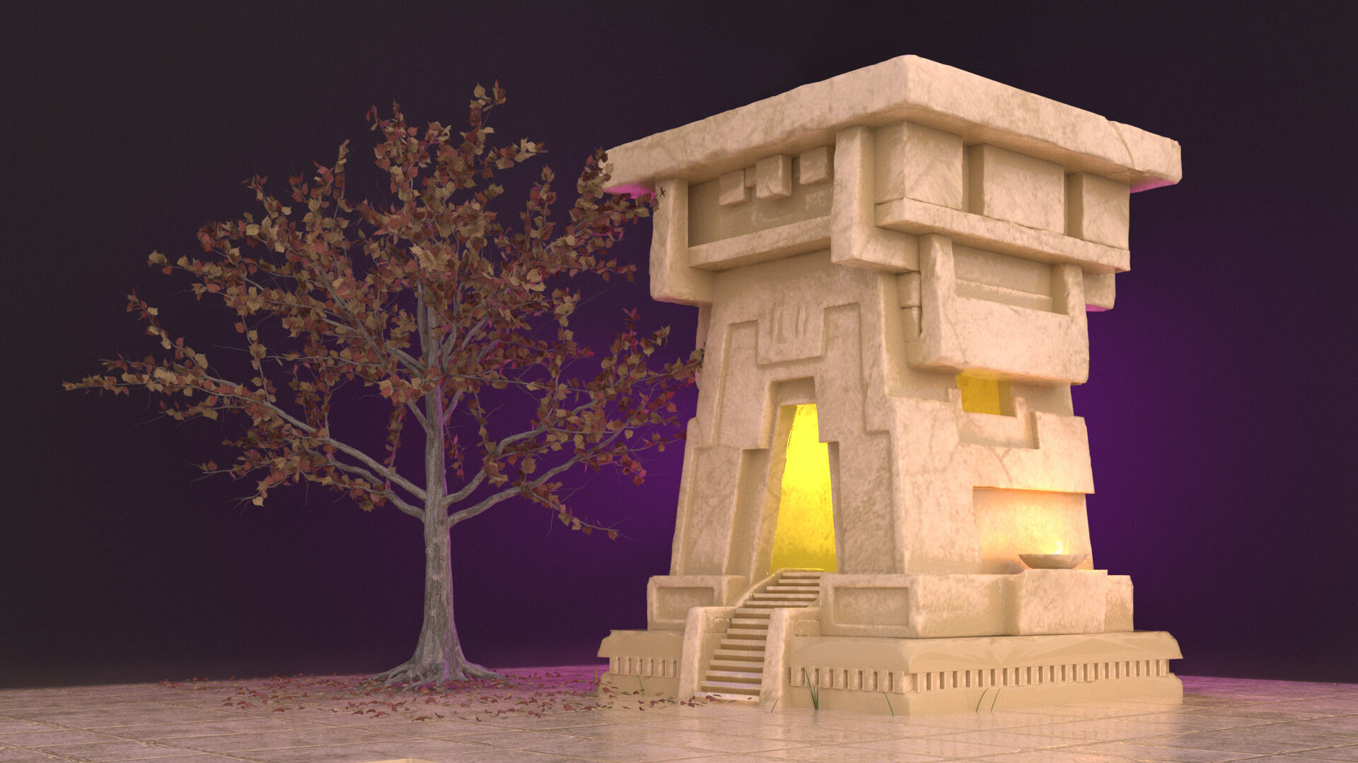 3D model Detailed Mayan Temple Model Full scene VR / AR / low-poly ...