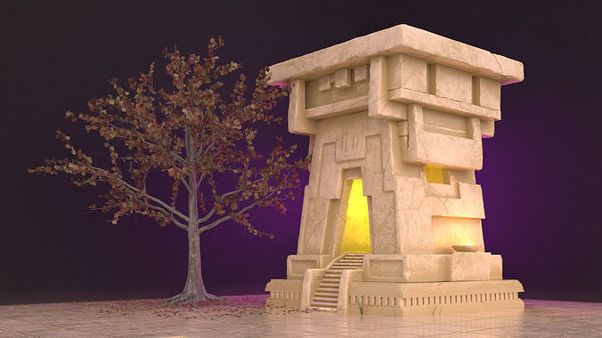 3D model Detailed Mayan Temple Model Full scene VR / AR / low-poly ...