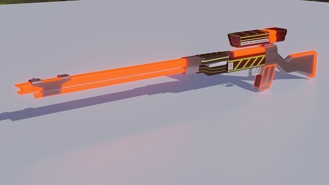 3D model Game Ready Sniper Model gun with orange light VR / AR / low ...