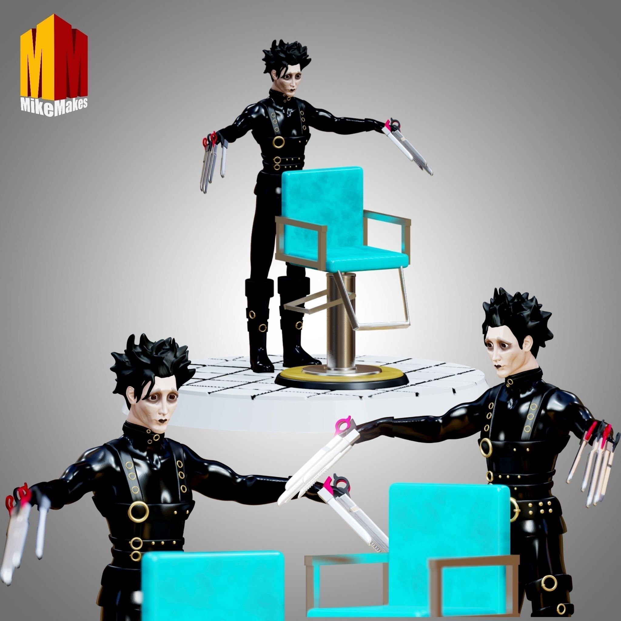Edward Scissorhands barbershop diorama 3D model 3D printable | CGTrader