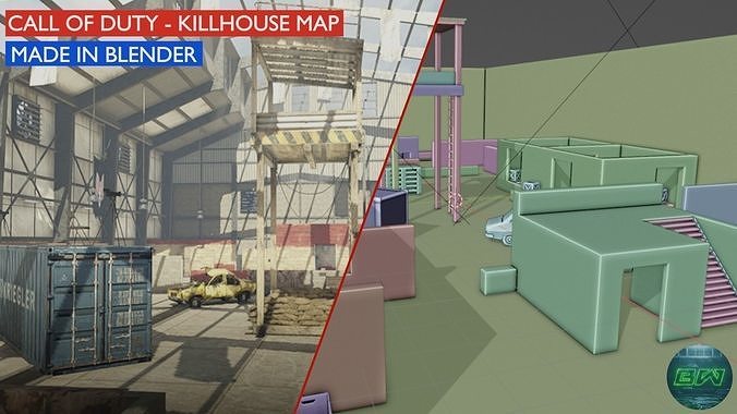 Call of Duty Killhouse Map free VR / AR / low-poly 3D model animated ...
