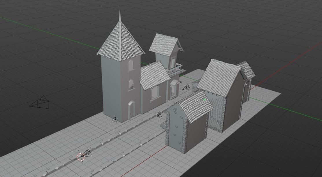 3D model Medieval Town model VR / AR / low-poly | CGTrader