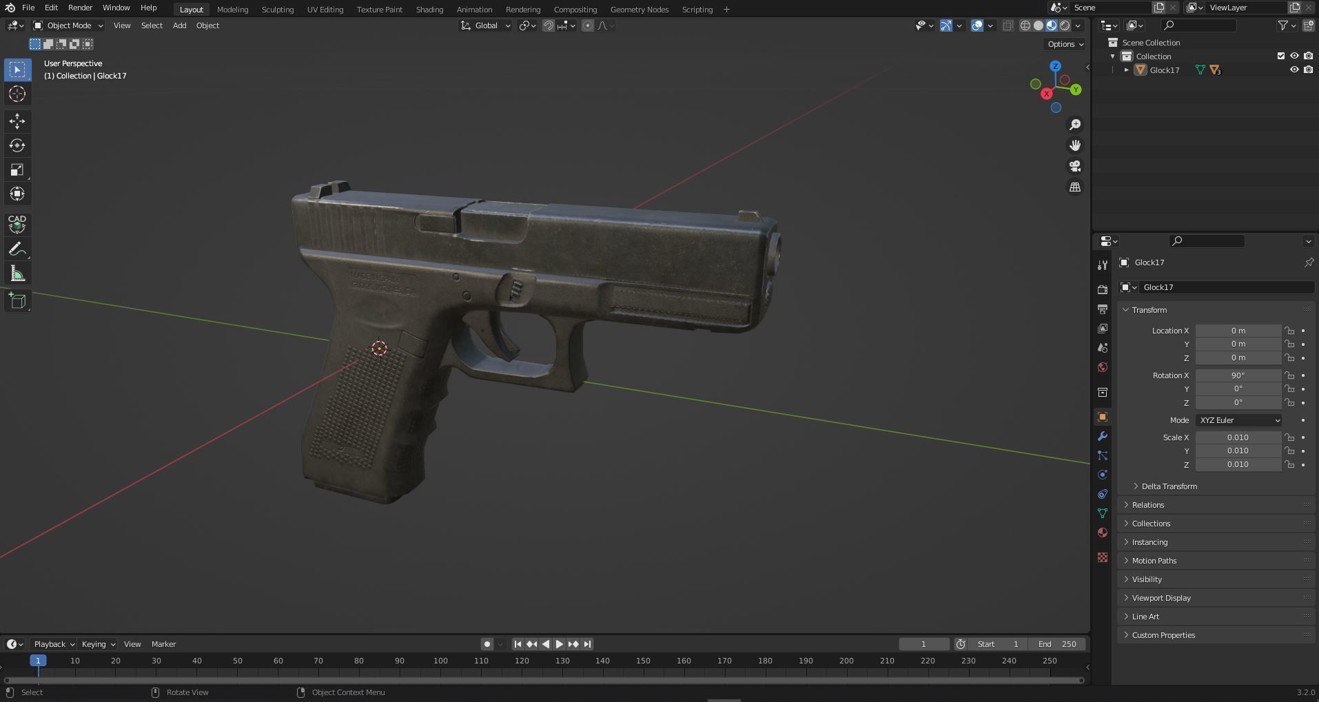 MILITARY Free Glock Pistol free 3D model | CGTrader