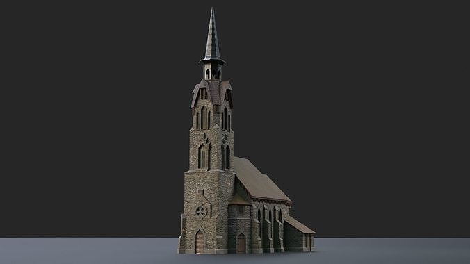 3D model Old medieval church VR / AR / low-poly | CGTrader