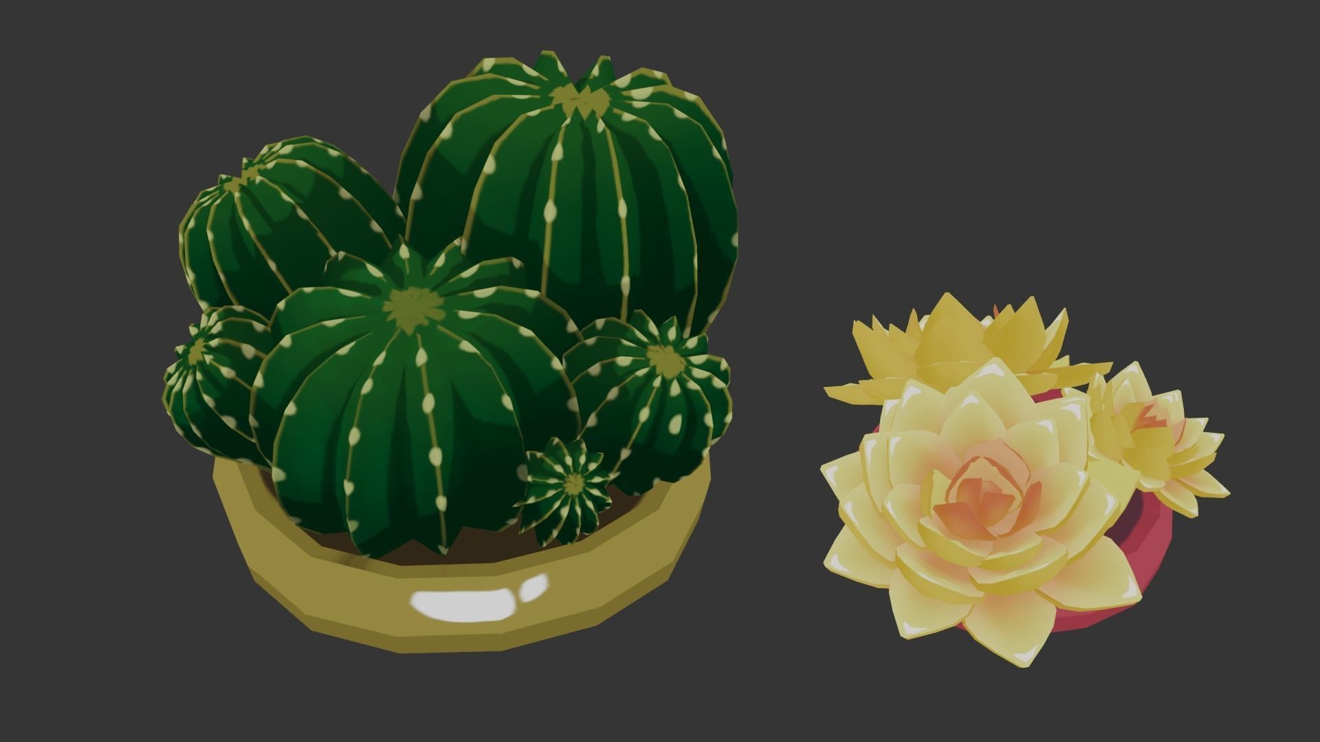 Low Poly Stylized Pot Plants Pack 3D model | CGTrader