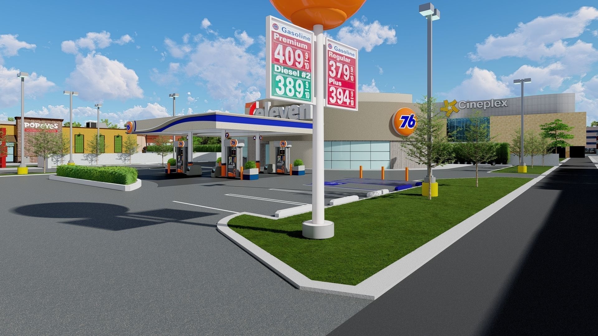 3D model 7eleven Gas Station - Updated as obj dae blender and sketchup ...