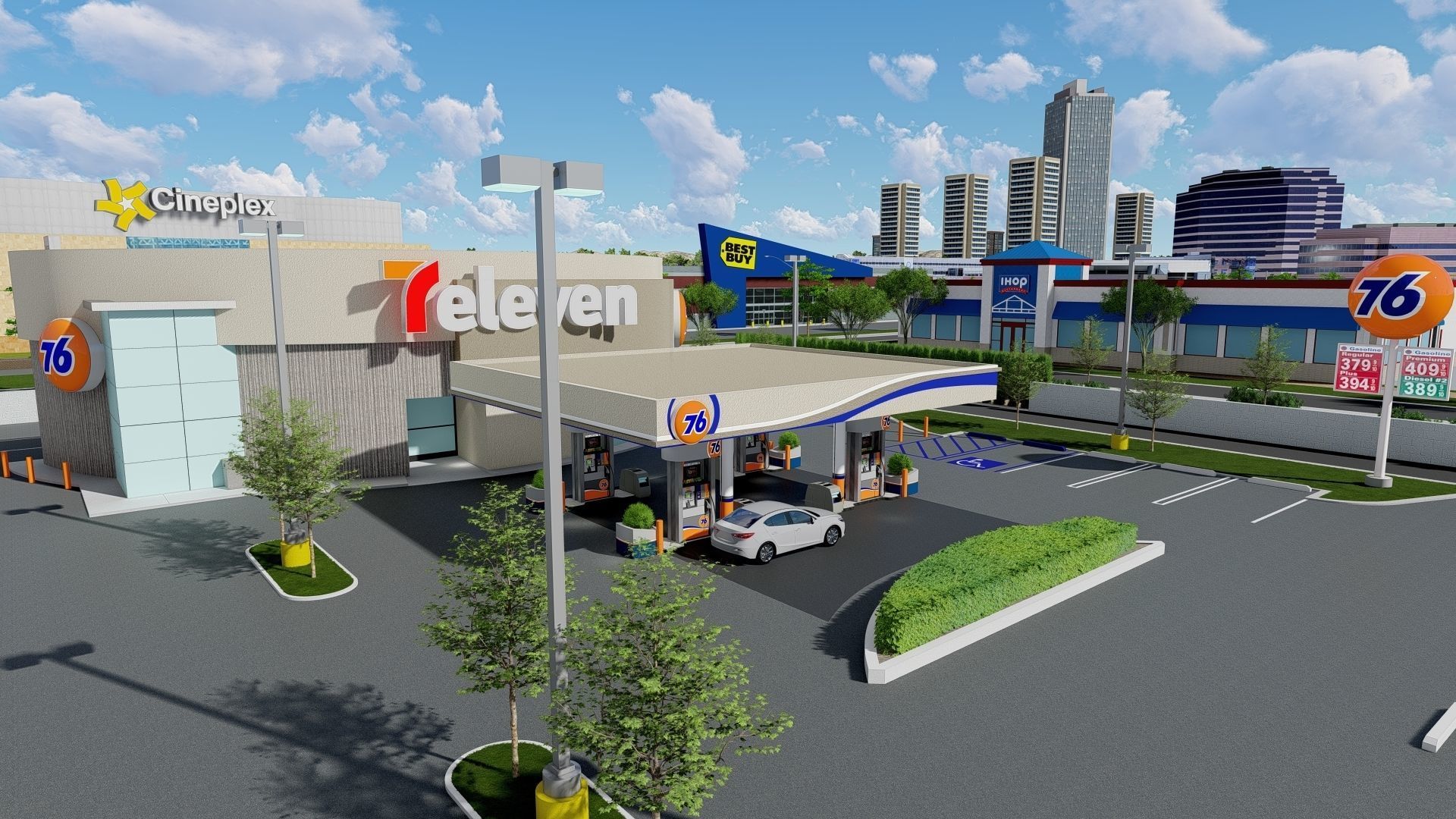 3D model 7eleven Gas Station - Updated as obj dae blender and sketchup ...