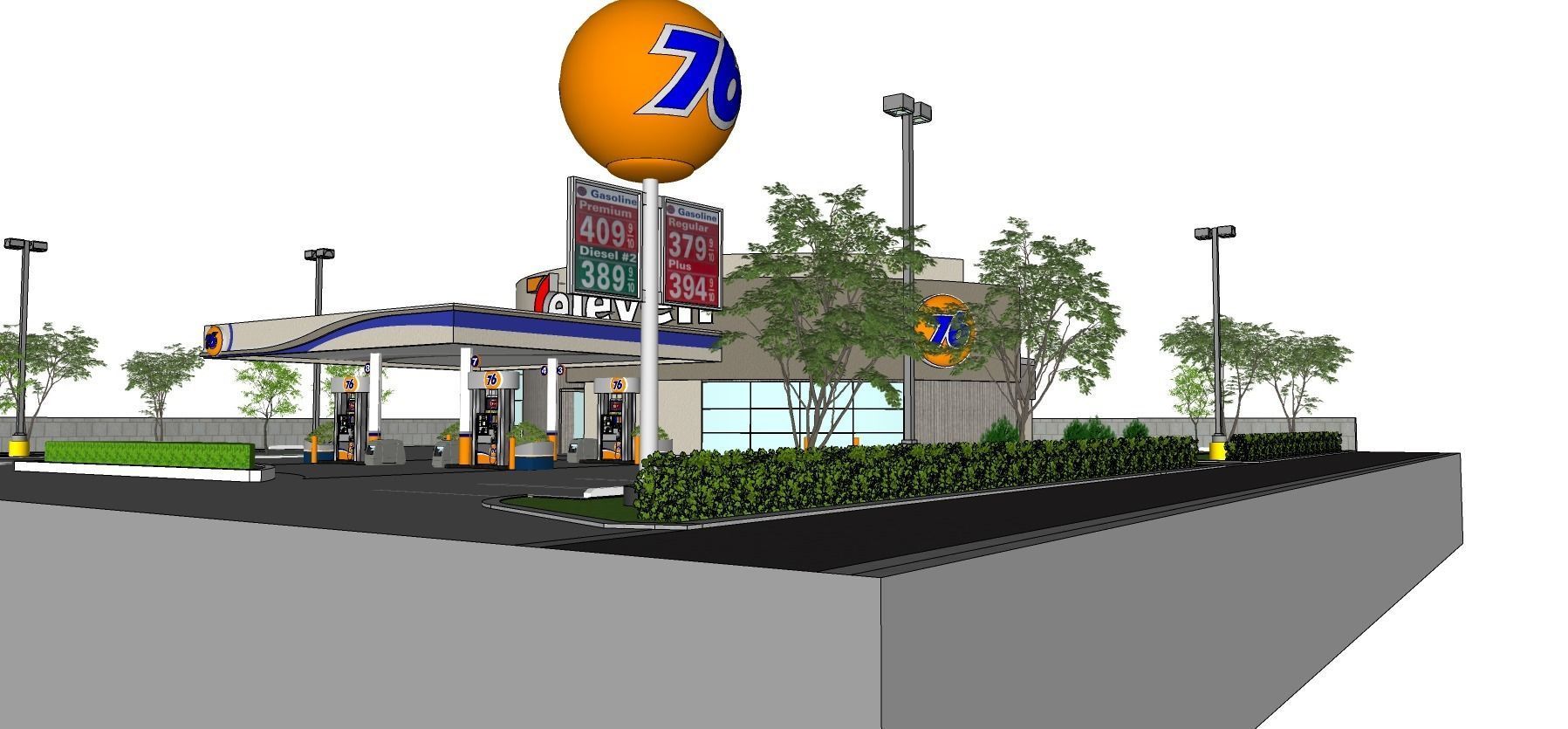 3D model 7eleven Gas Station - Updated as obj dae blender and sketchup ...