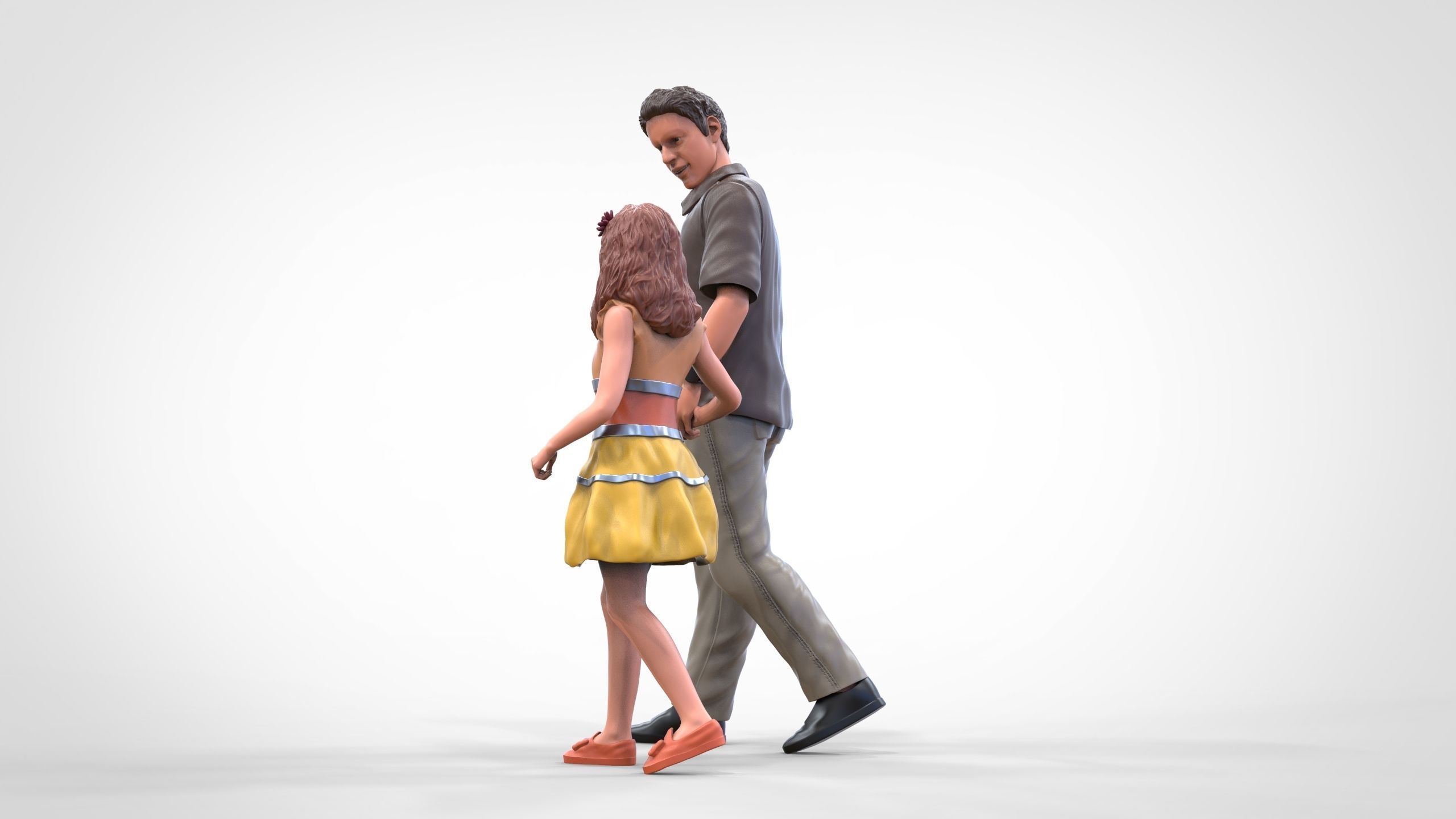 N2 Man with child walking 3D model 3D printable | CGTrader