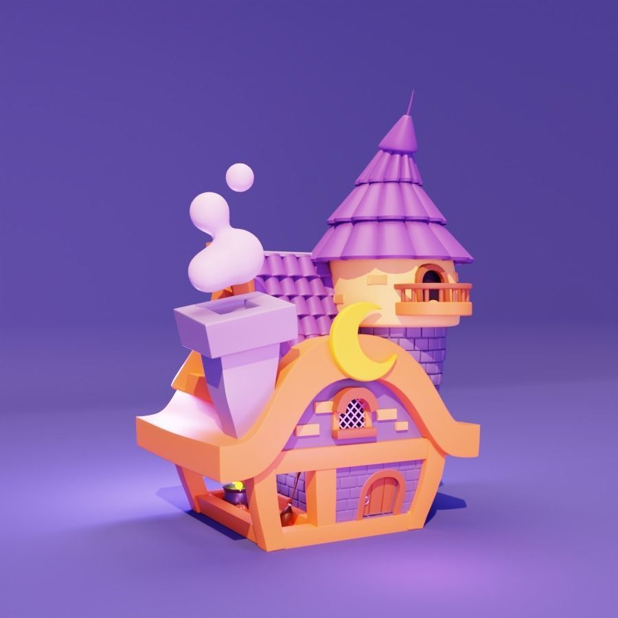 Cartoon Cute Witch or Wizard House Tower 3D model | CGTrader