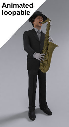 3D model Man playing saxophone rigged and animated VR / AR / low-poly ...
