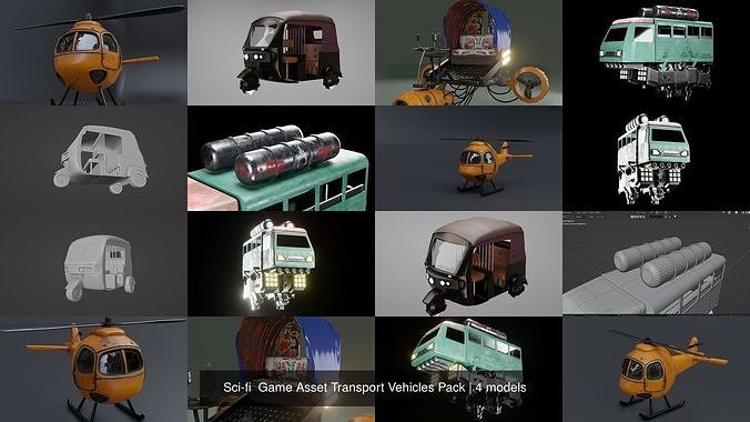 Sci-fi Game Asset Transport Vehicles Pack 3D Model Collection | CGTrader